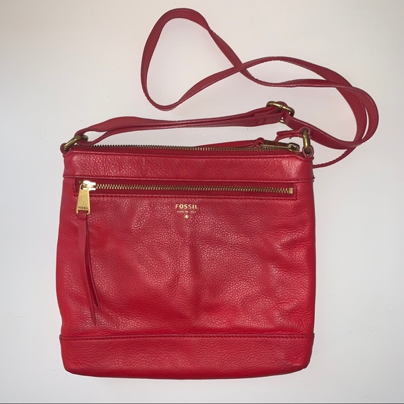 Fossil | Bags | Fossil Red Leather Crossbody Purse Bag | Poshmark